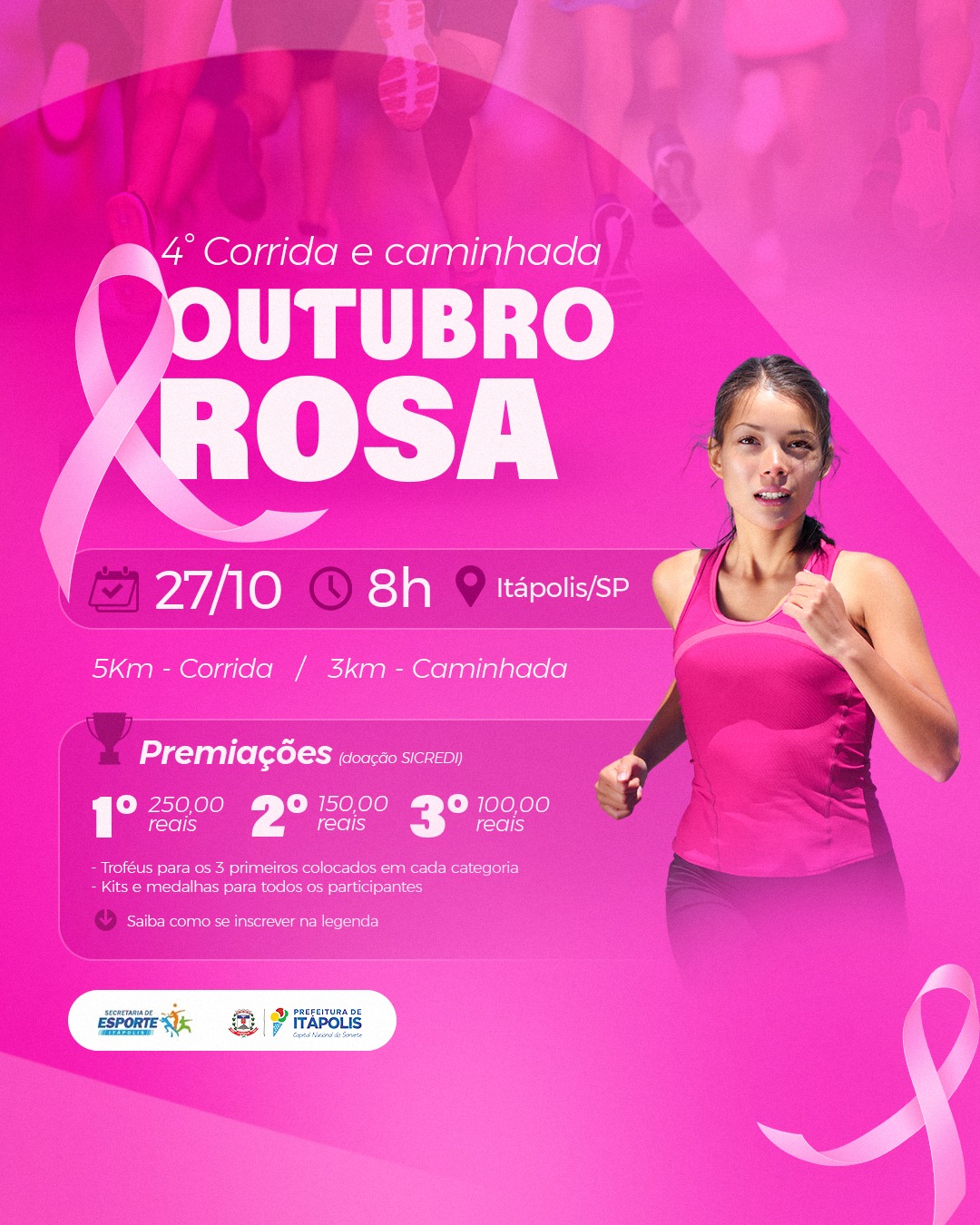4ª Corrida e Caminhada Outubro Rosa - Participe - Primeira FM - 99,9 ...